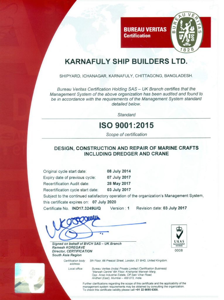 Certificates – Karnafuly Dry Dock Limited